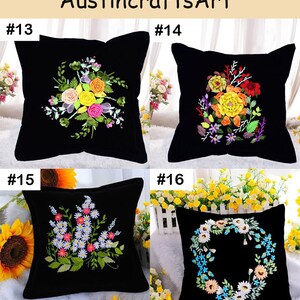 Embroidered Pillow Case Kits, Colorful Flowers Silk Ribbon Embroidery ...