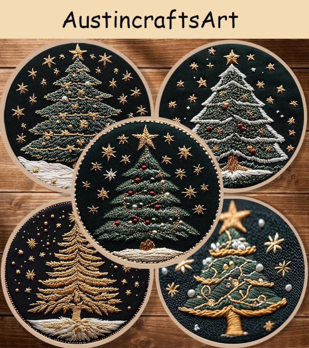Christmas Tree Embroidery Kit: DIY Needlework Project, Holiday Home ...