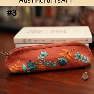 Embroidered Bag Kit, DIY Embroidery Kit of Pencil Case, Flower ...