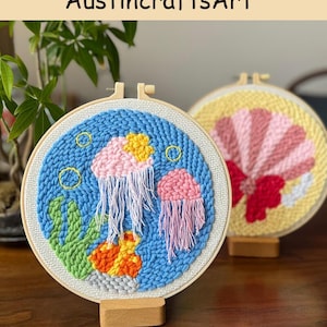 Ocean Punch Needle Kit, Cute Starfish Shell Octopus Turtle Punch Needle ...