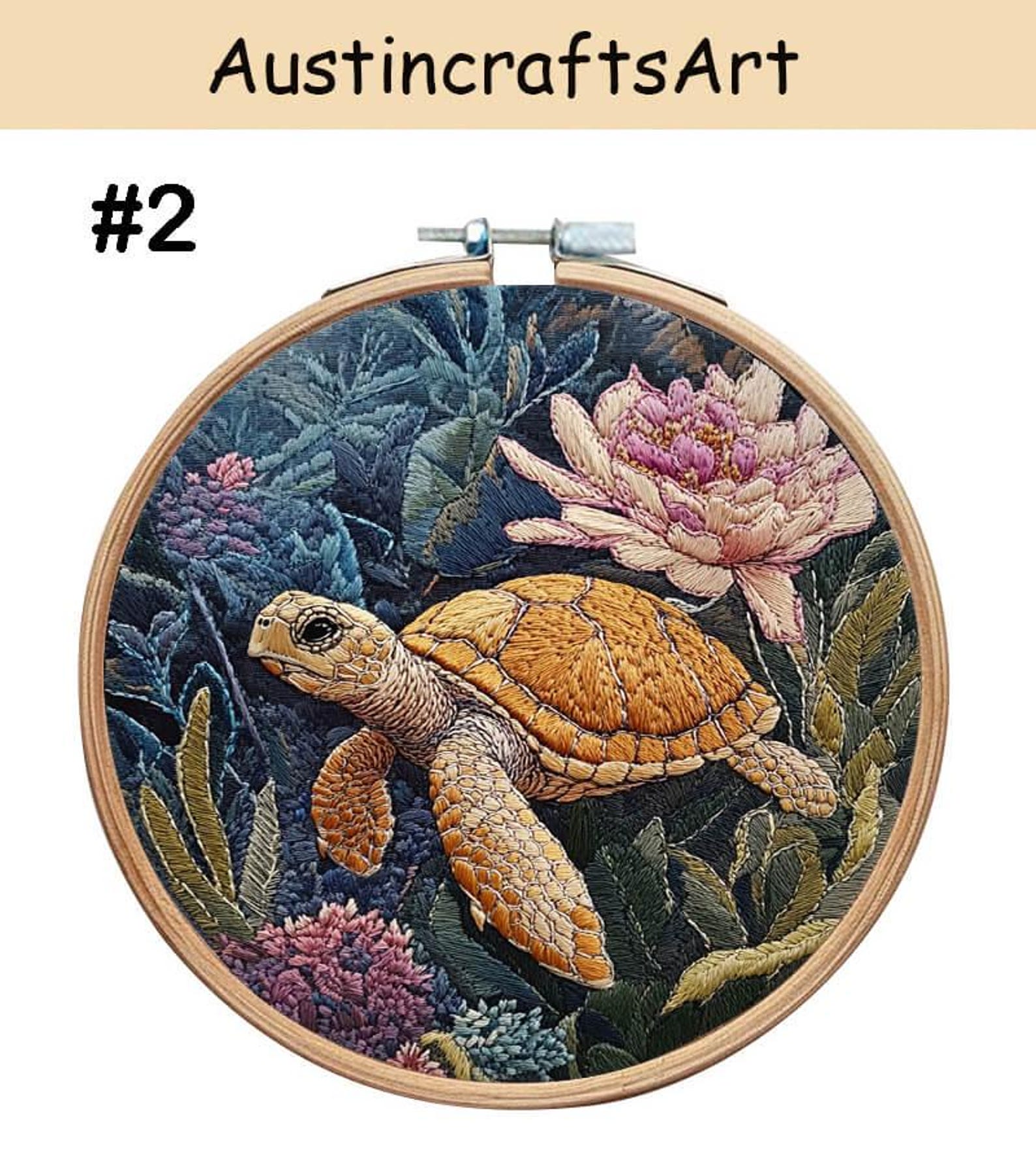 Sea Turtle Embroidery Kit: Beginner Needlework DIY Decor, Wall Ornament ...