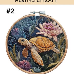 Tortoise Embroidery Kit, Flowers Sea Turtle Beginner Embroidery Kit ...