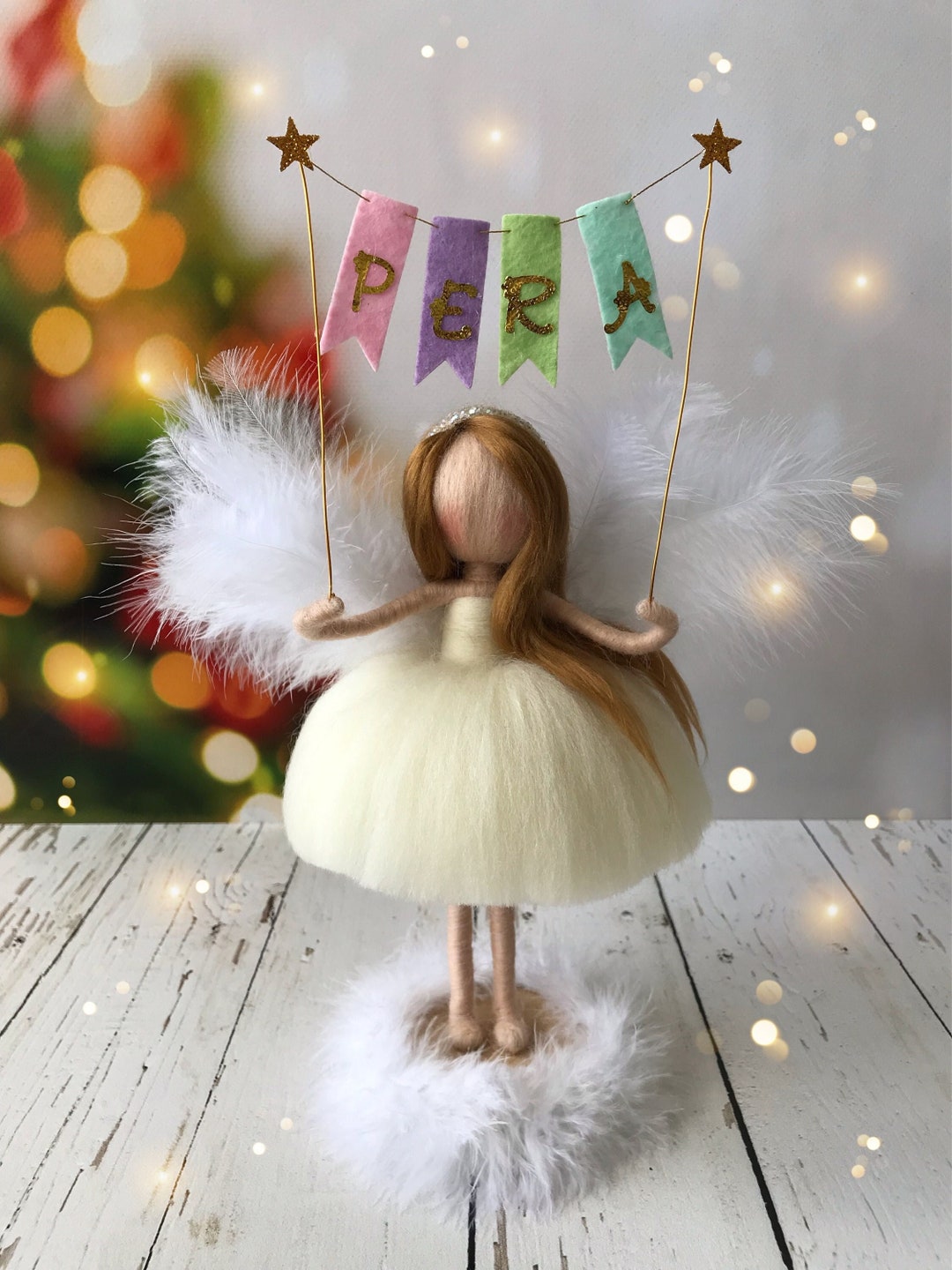 Custom Cake Topper Sculpture Portrait Felted Miniature Needle Angel - Etsy