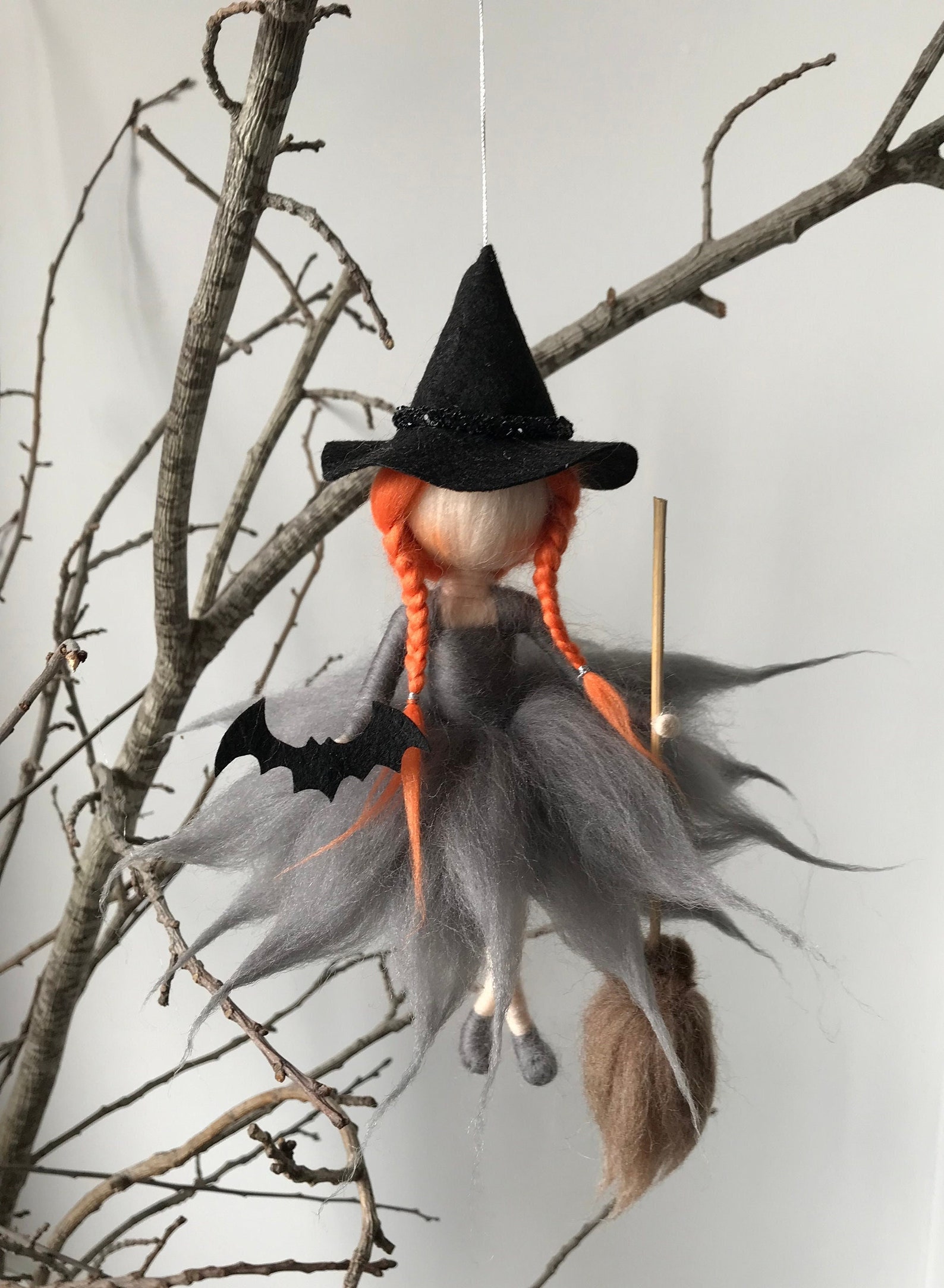 Felt Witch, Halloween Decor, Door Handle Hanger, Tree Ornament, Car ...