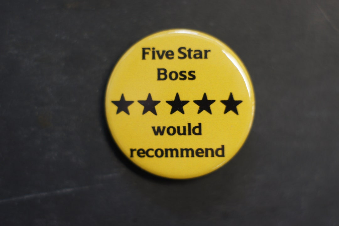 Five Star Boss Button Badge Recommended - Etsy