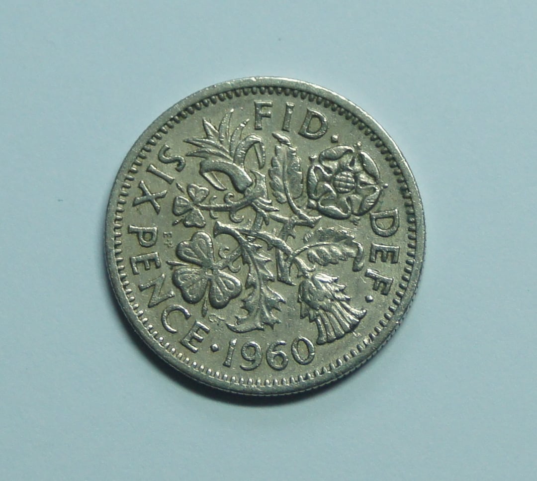 1960 Sixpence Coin Luck Sixpence Great Britain Elizabeth II, Perfect ...