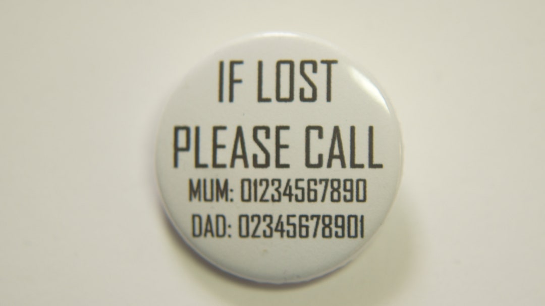 Lost Child Badge Emergency Contact for Missing Child - Etsy