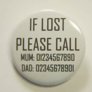 Lost Child Badge Emergency Contact for Missing Child - Etsy