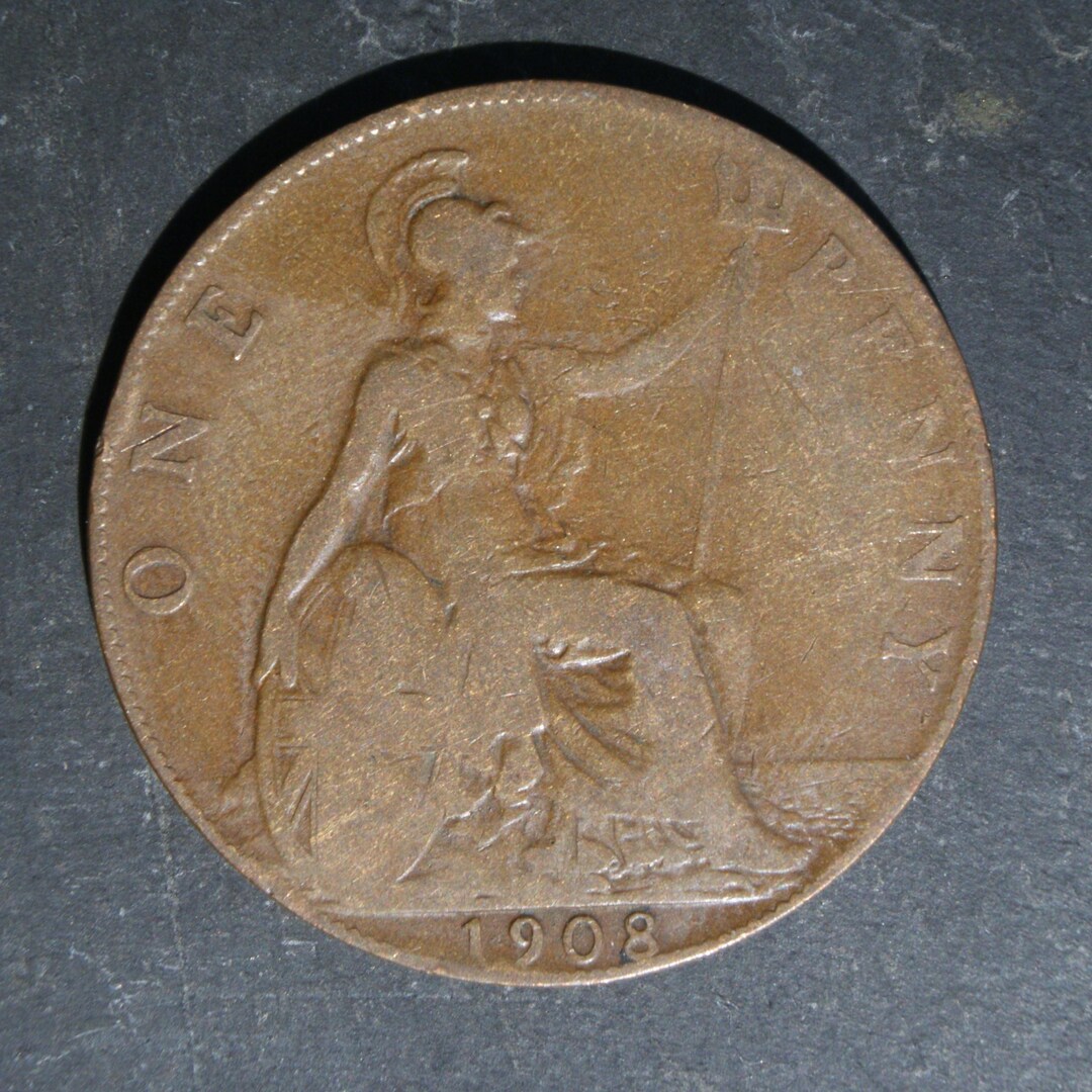 1908 One Penny Coin Great Britain King Edward VII - Etsy