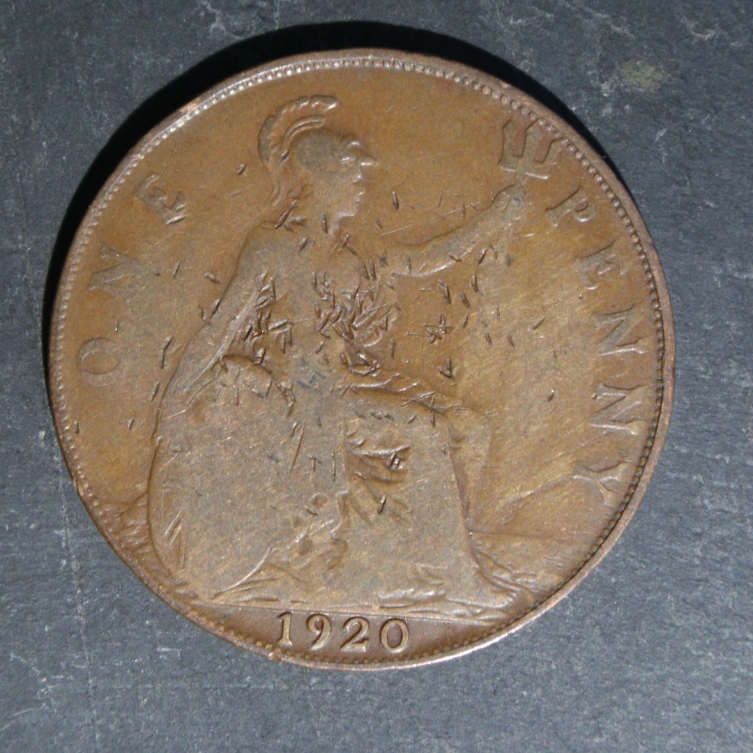 1920 One Penny Coin Great Britain King George V - Etsy