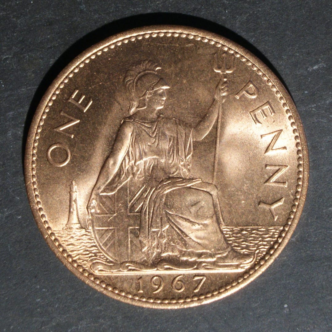 1967 Great Britain Penny Coin, Elizabeth II, Collectible - Etsy