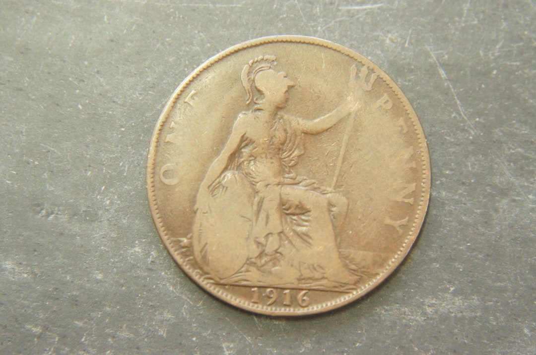 1916 One Penny Coin Great Britain King George V - Etsy