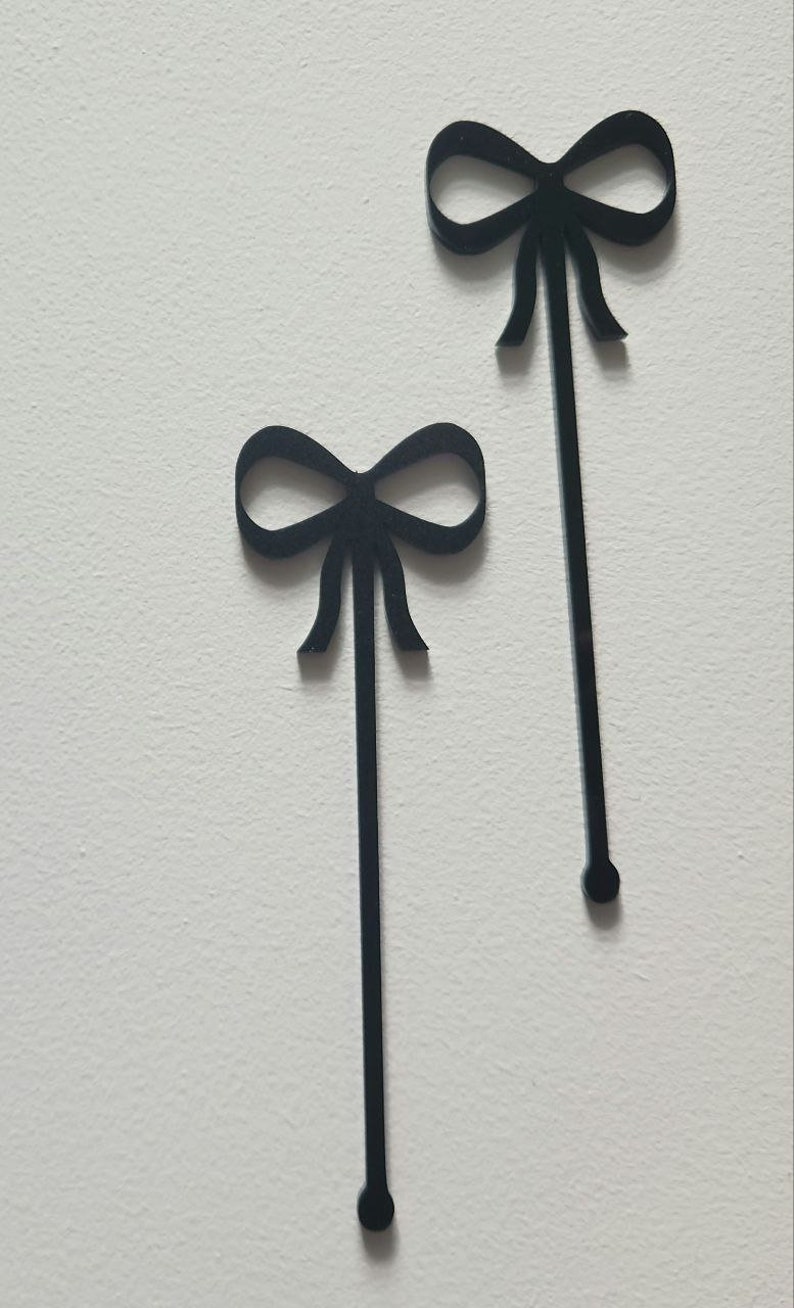 4 Pack-chic Bow Drink Tags & Stir Sticks, Personalized Accents, Acrylic ...