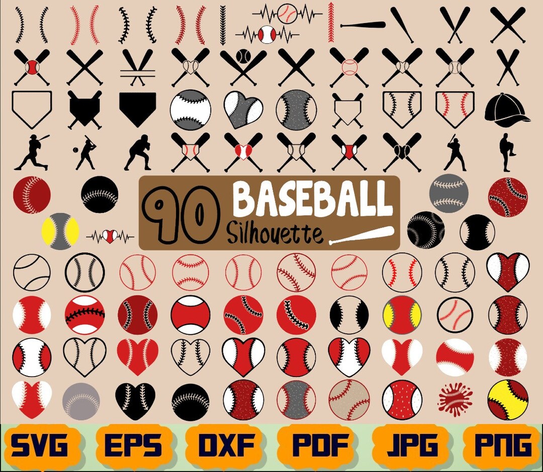 Baseball Silhouette - Sport SVG - Baseball Ball SVG - Baseball Bat SVG ...