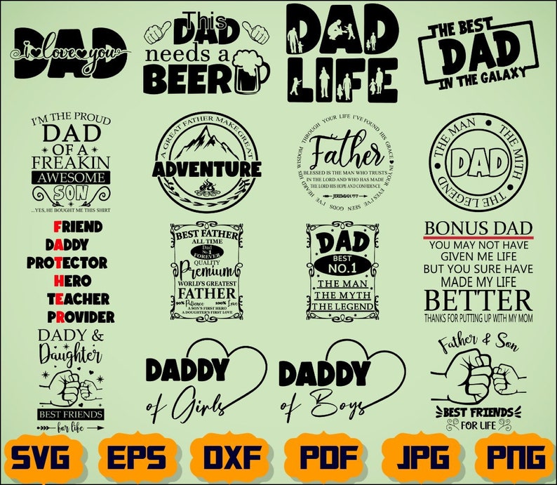 Dad Svg Bundle Father Svg Daddy Svg Dad Cut File Dad - Etsy