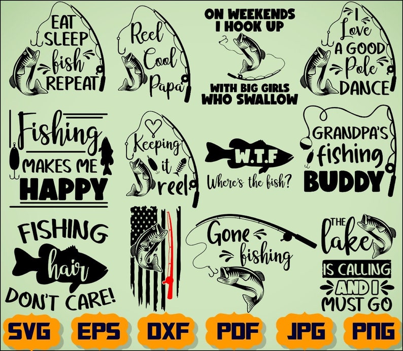 Fishing Svg Fishing Cut Files Fishing Silhouette Fishing - Etsy