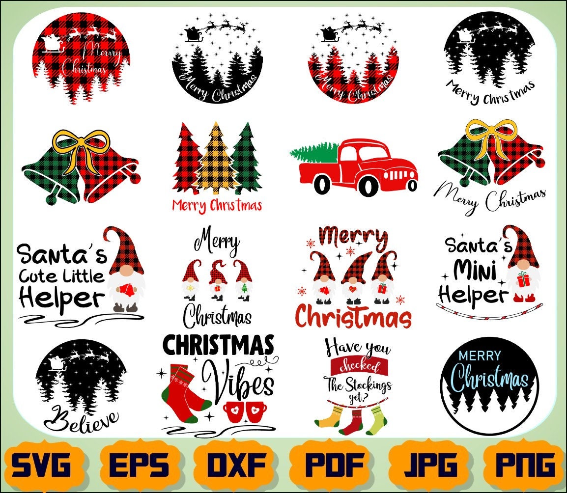 Christmas SVG christmas Bundle Christmas Clipart Merry | Etsy