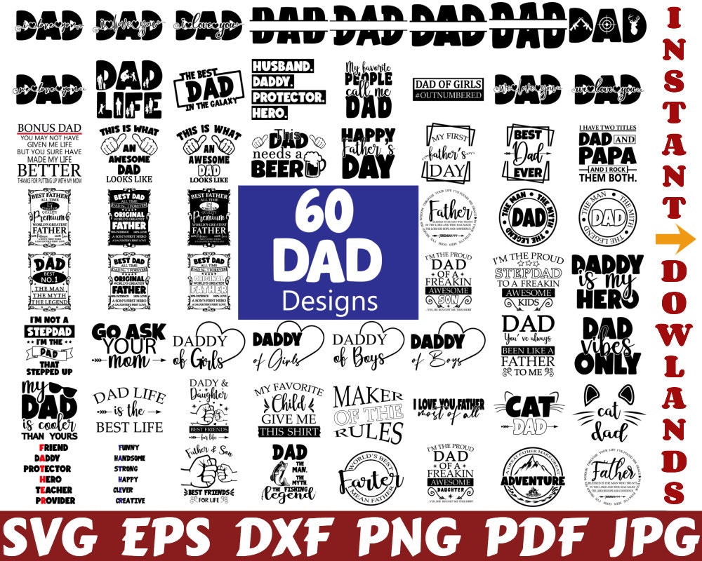Dad Svg Bundle Father Svg Daddy Svg Dad Cut File Dad | Etsy