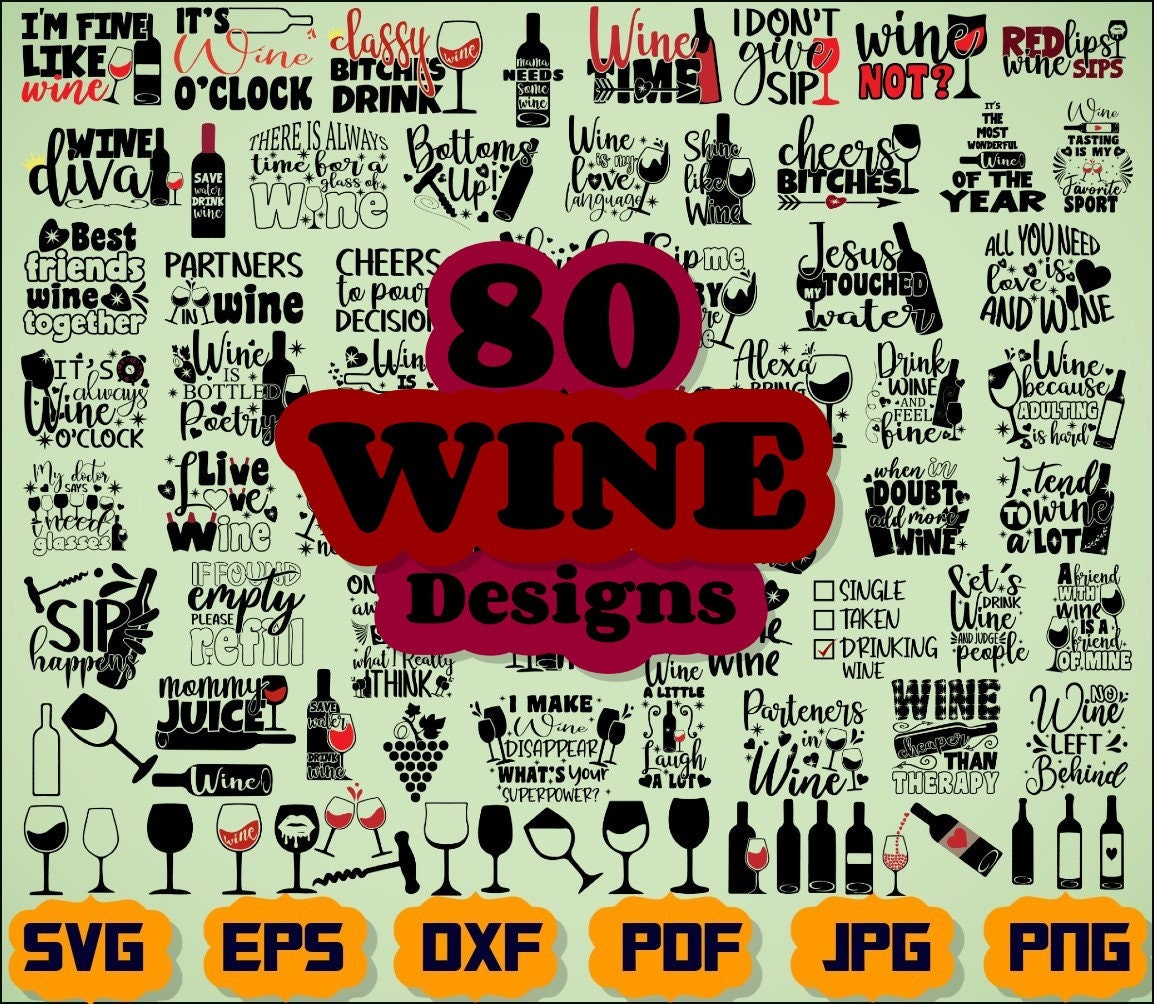 Wine Svg Wine Cut Files Wine Svg Bundle Wine Quote Svg | Etsy