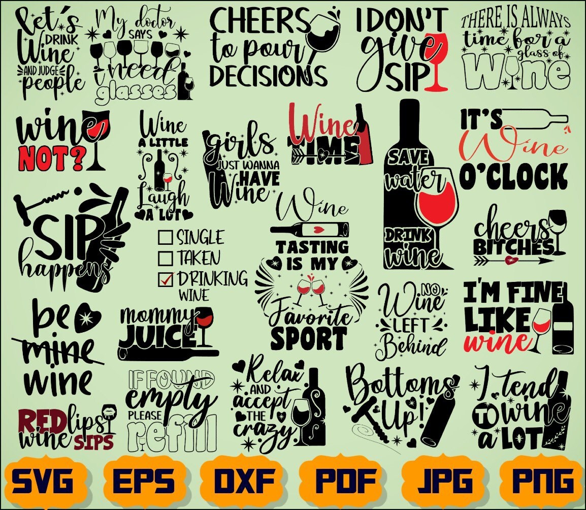 Wine Svg Wine Cut Files Wine Svg Bundle Wine Quote Svg - Etsy Canada