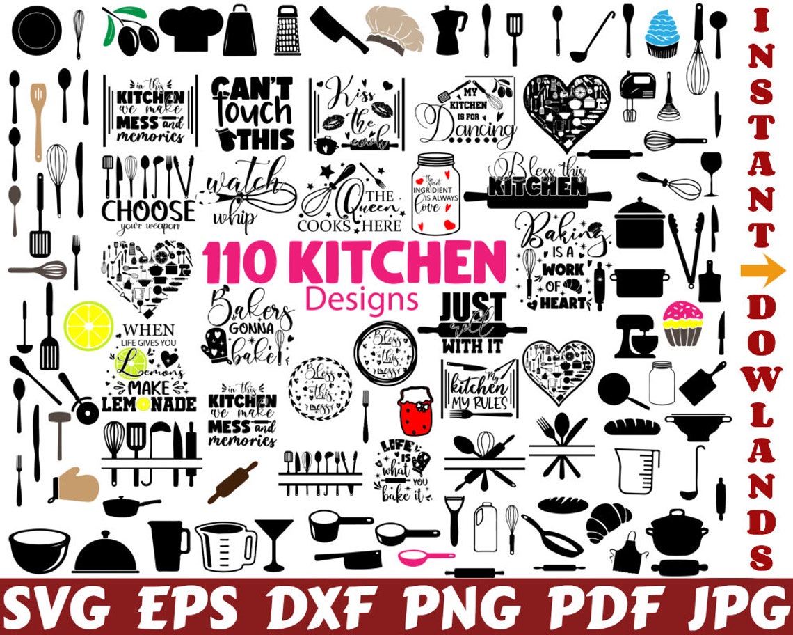Kitchen Svg Kitchen Cut Files Kitchen Silhouette Kitchen - Etsy
