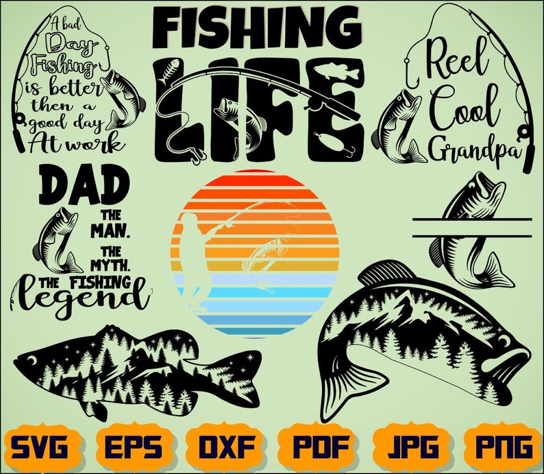 Fishing Svg Fishing Cut Files Fishing Silhouette Fishing - Etsy
