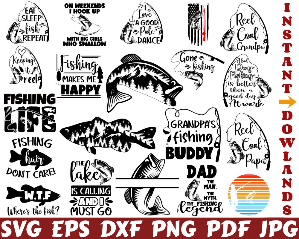 Fishing Svg Fishing Cut Files Fishing Silhouette Fishing - Etsy