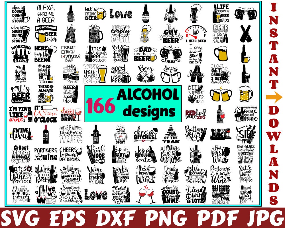 Alcohol SVG Alcohol SVG Bundle Drinking SVG Beer Svg - Etsy