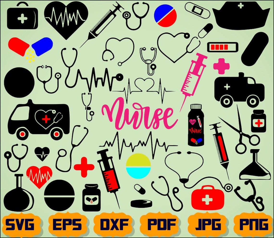 Nurse Kit Silhouette Nurse Kit Svg Stethoscope Svg - Etsy