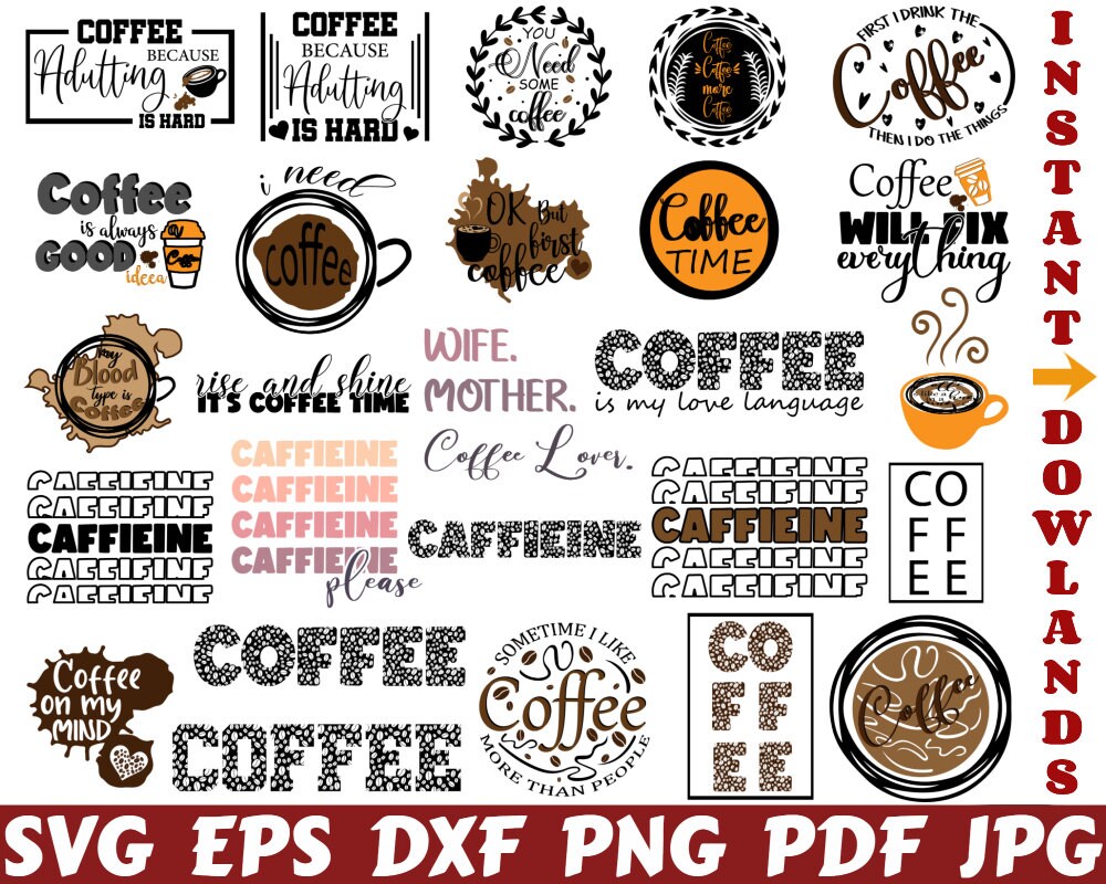 Coffee Svg Coffee Silhouette Coffee Cut Files Coffee | Etsy