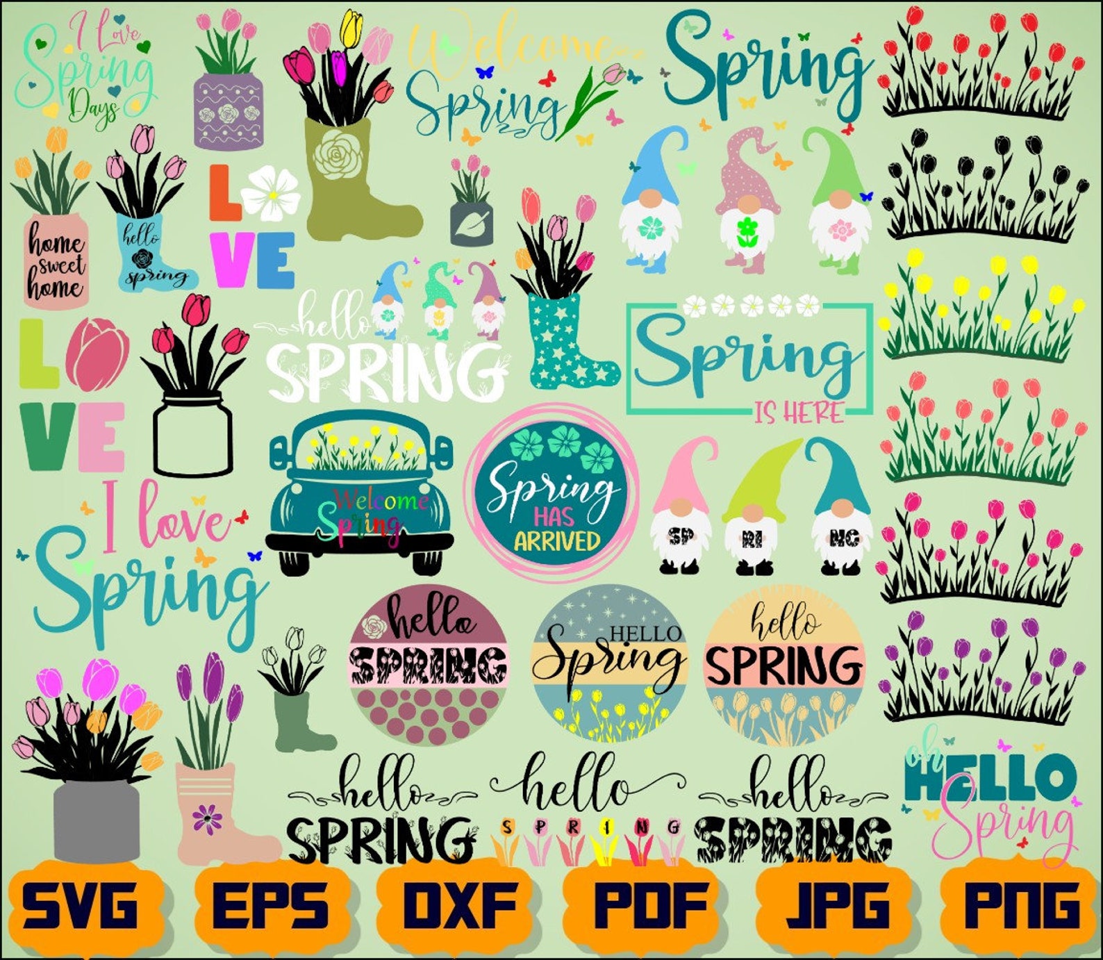 Spring Svg Frühling Plotterdatei Hello Spring Svg - Etsy.de