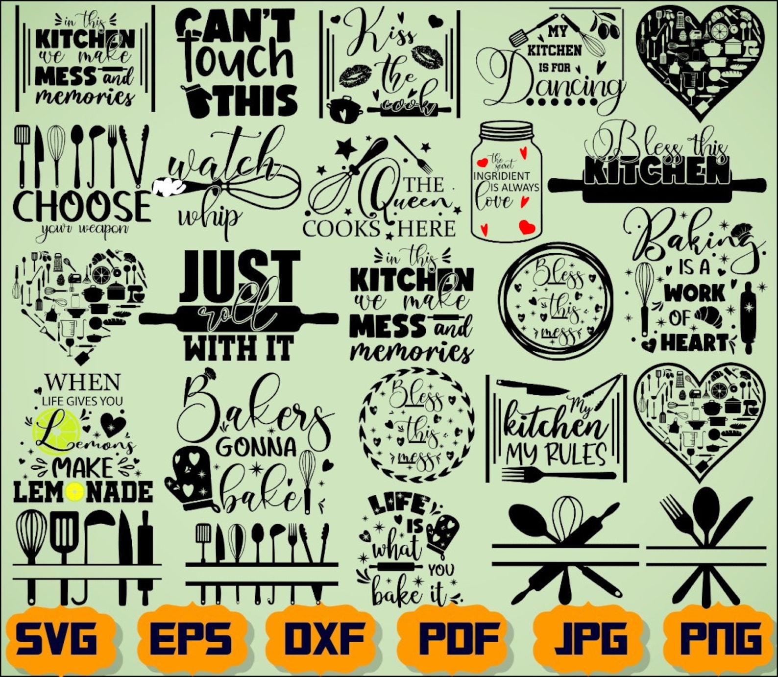 Kitchen Svg Kitchen Cut Files Kitchen Silhouette Kitchen - Etsy