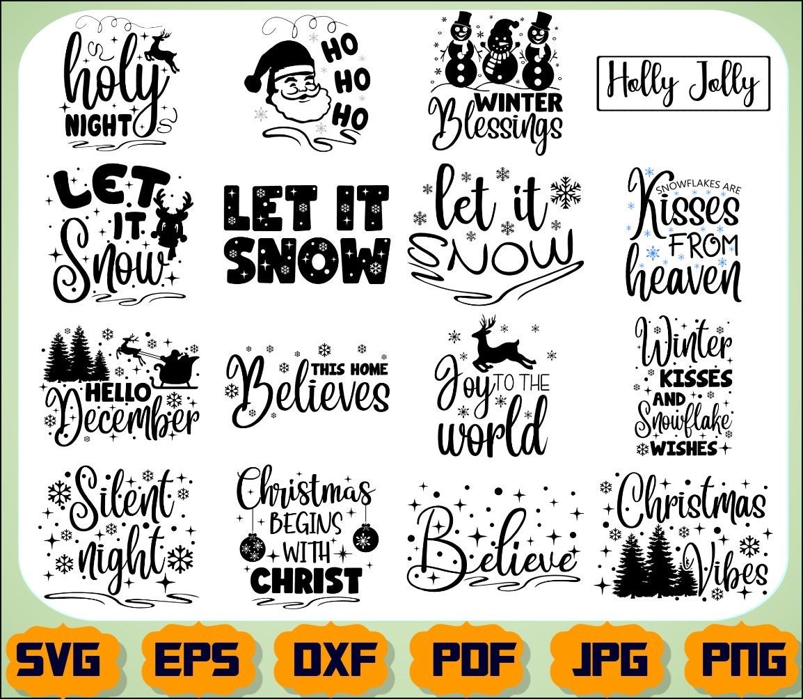 Christmas SVG christmas Bundle Christmas Clipart Merry | Etsy