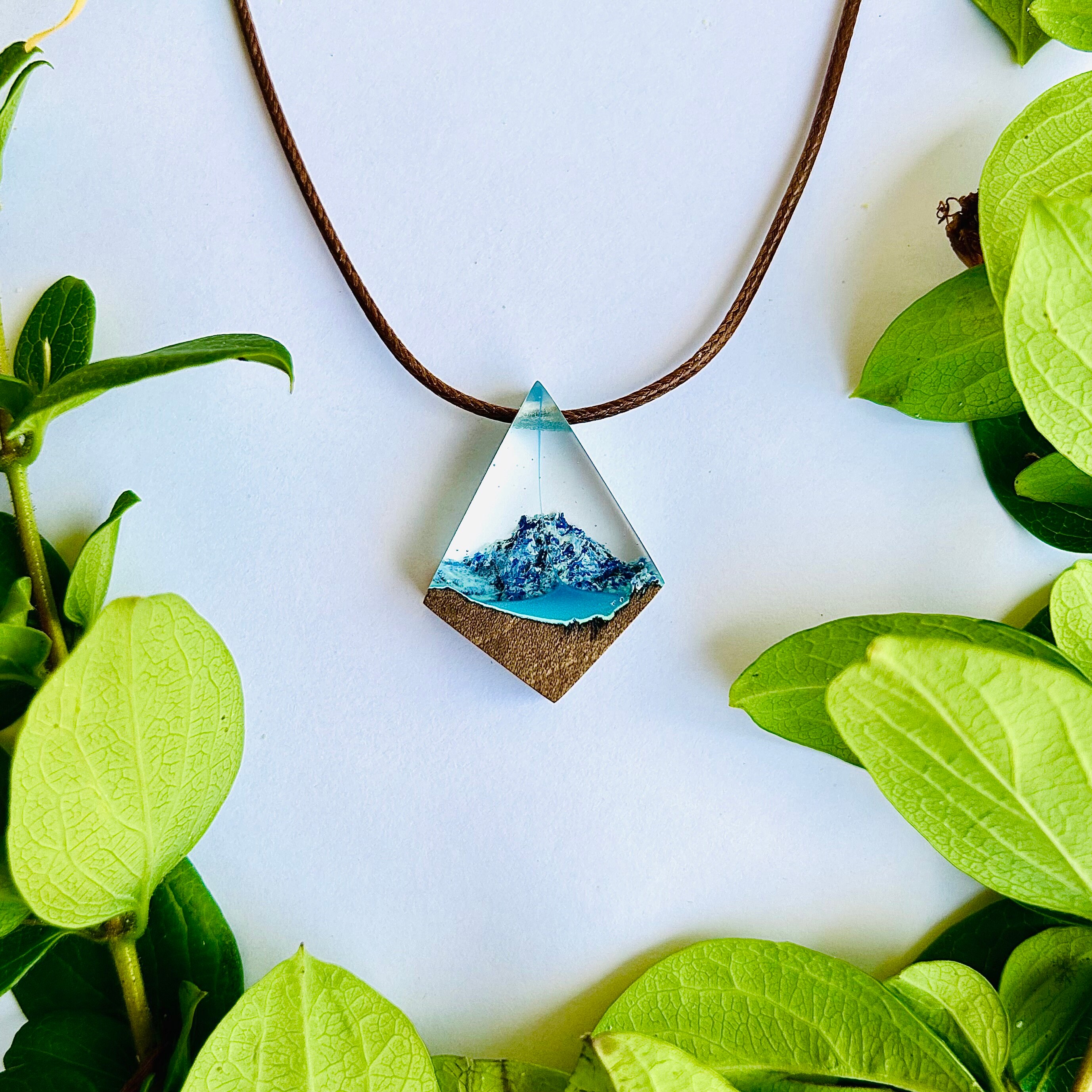 Resin Jewelry, Mountain Necklace, Resin Wood Pendant, Epoxy Jewelry ...