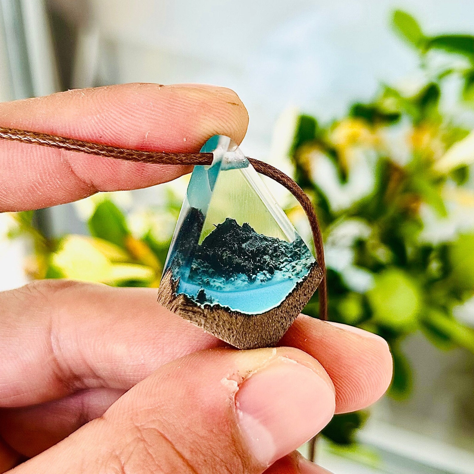 Resin Jewelry, Mountain Necklace, Resin Wood Pendant, Epoxy Jewelry ...