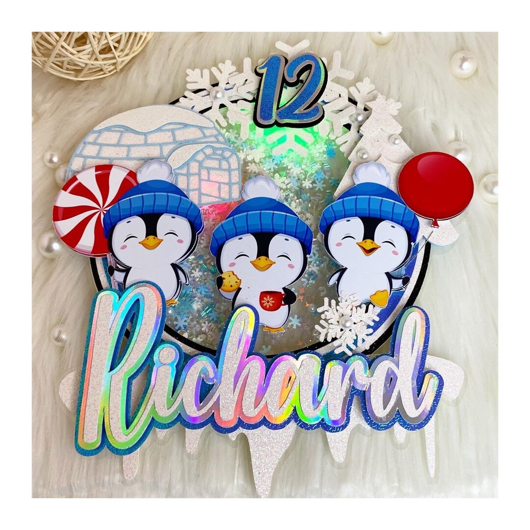 Winter Penguins Caketopper, Penguin Birthday Cake Topper, Penguin Party ...