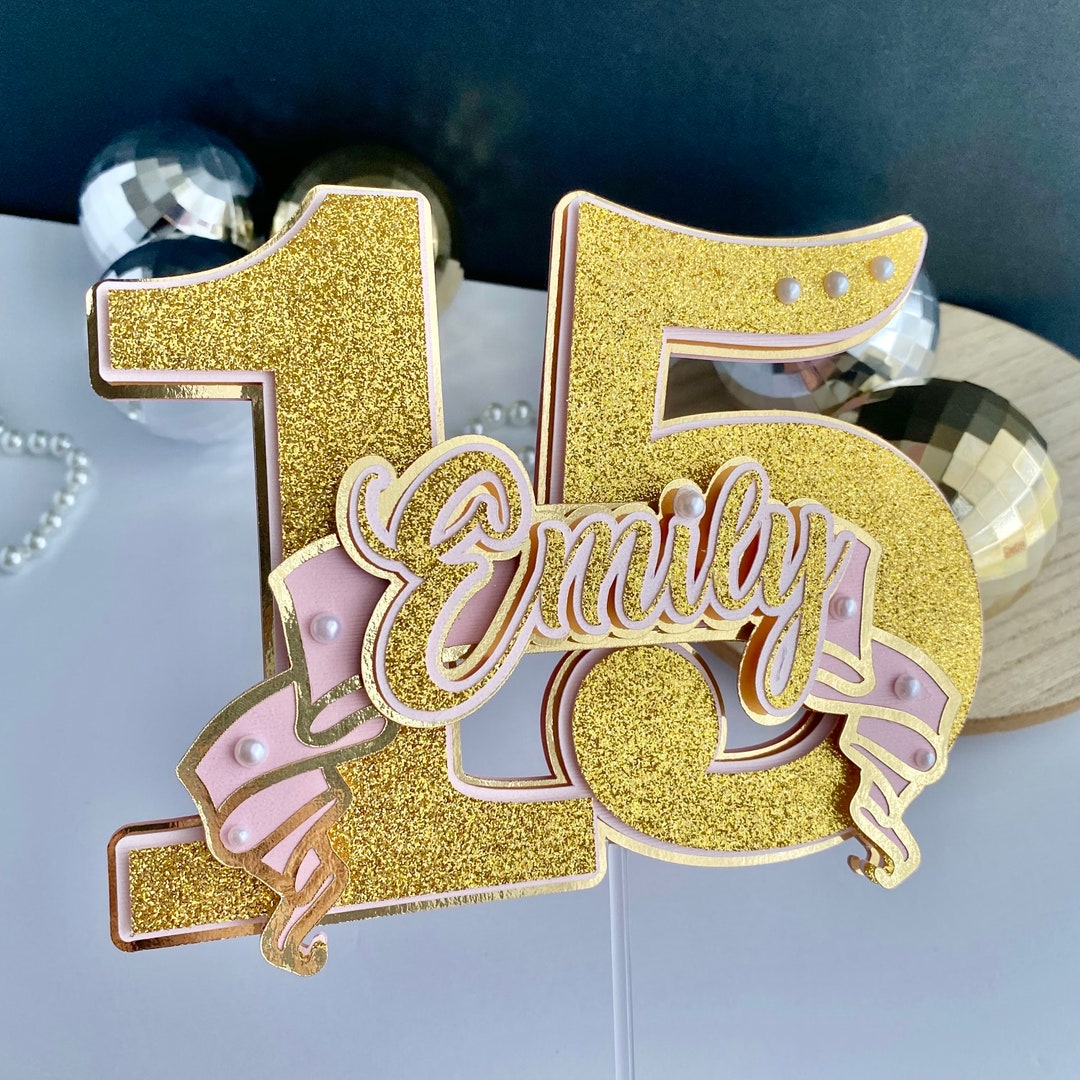 Number Cake Topper, 15th Birthday, Personalized Birthday Cake Topper ...