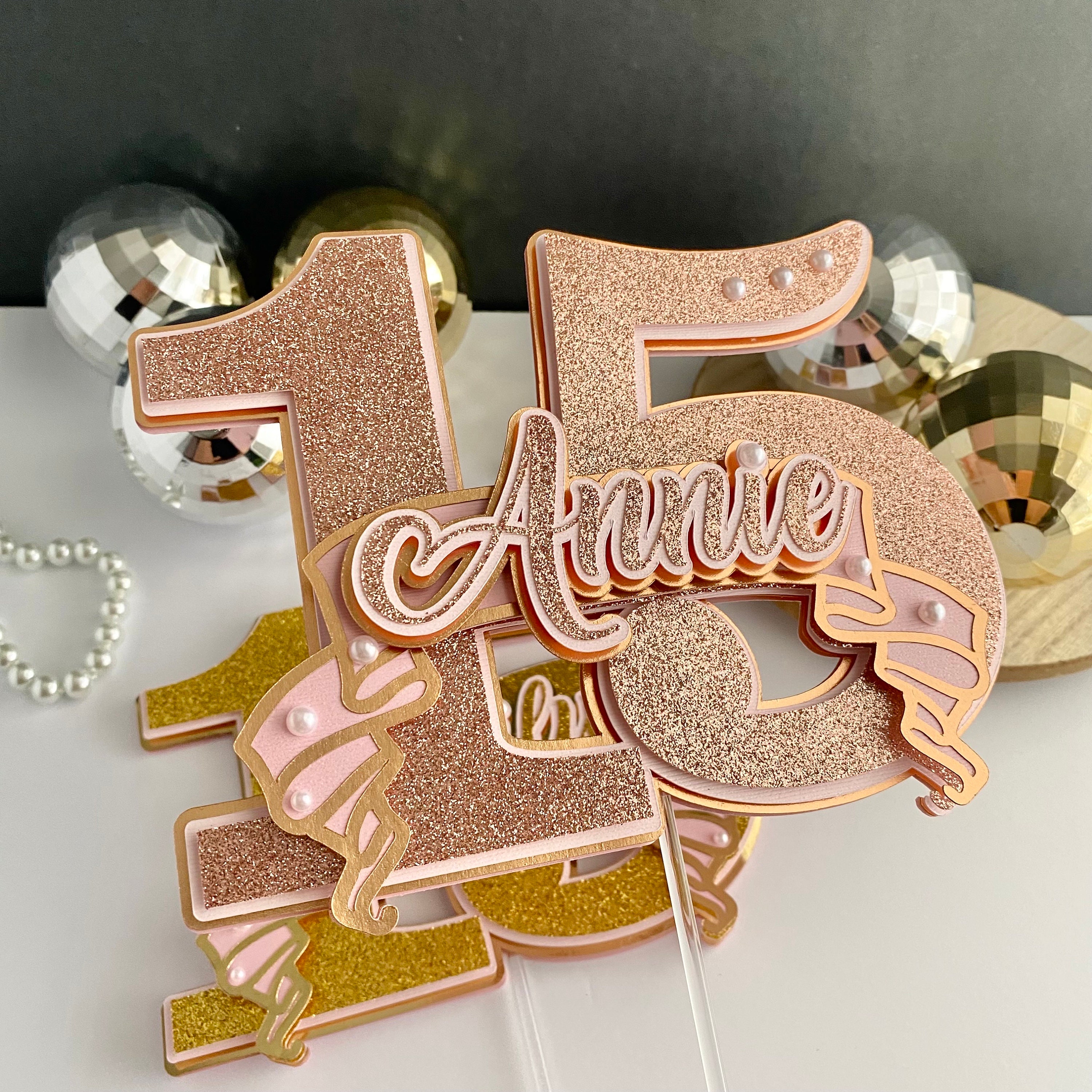 Number Cake Topper, 15th Birthday, Personalized Birthday Cake Topper ...