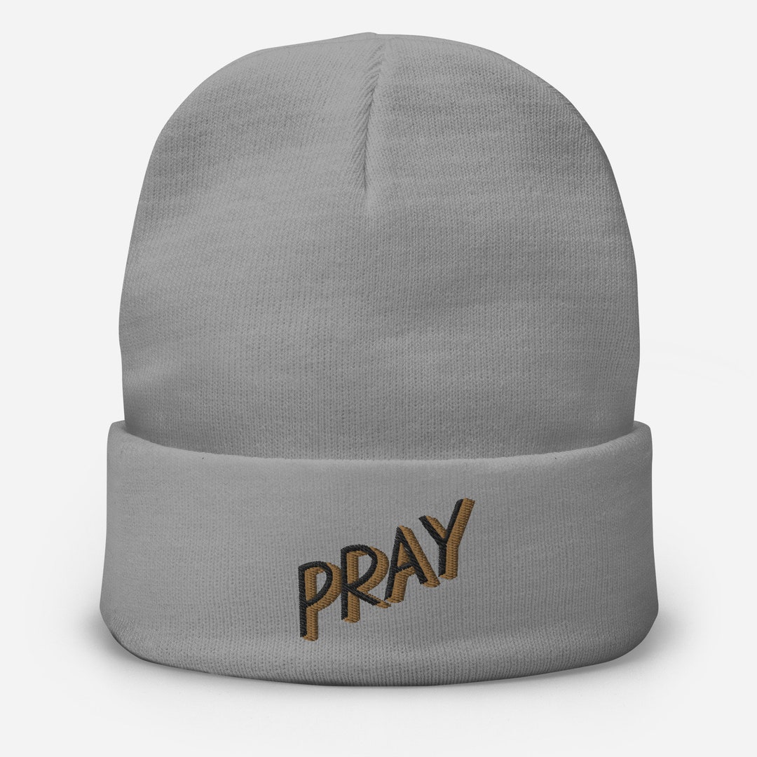 Pray - Embroidered Beanie, Christian Gift, Baptism Gift, Confirmation ...