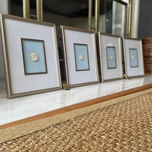 Set of 4 Framed Intaglios - With Powder Blue Background, Intaglio ...