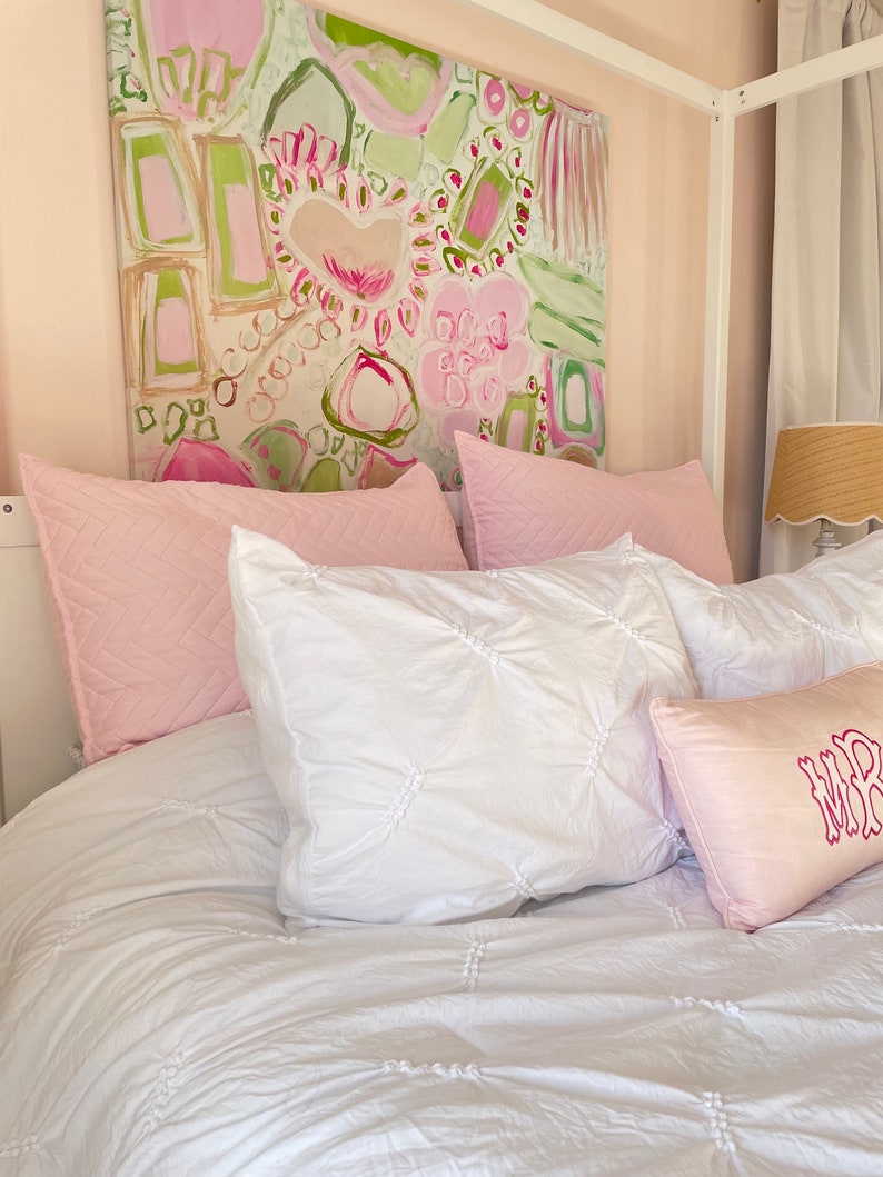 Pink and Green Whimsical Abstract Canvas Art Print by Katie Romeo - Etsy