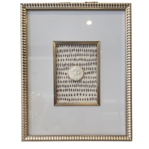Framed Intaglio - With Purple and Cream Designer Fabric Background ...