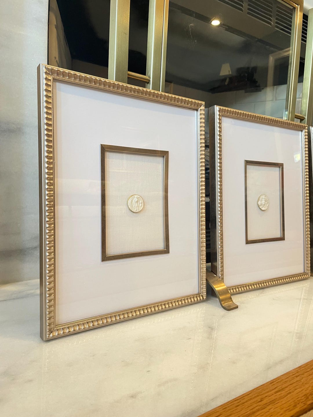 Set of 4 Framed Intaglios - With Cream Linen Background, Intaglio ...