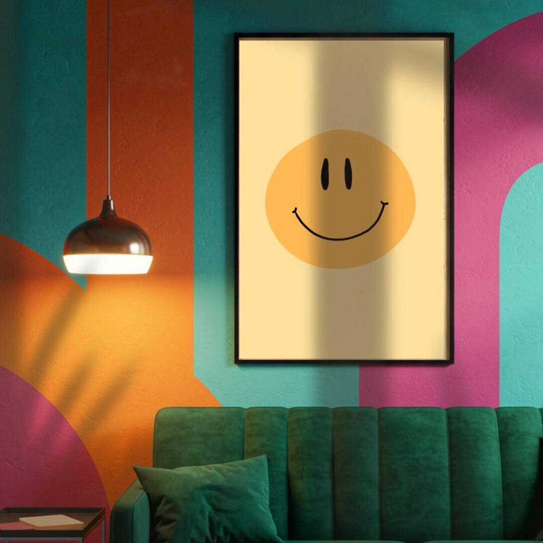 Trendy Posters YELLOW SMILEY - Digital Download - Hand Drawn Digitally ...