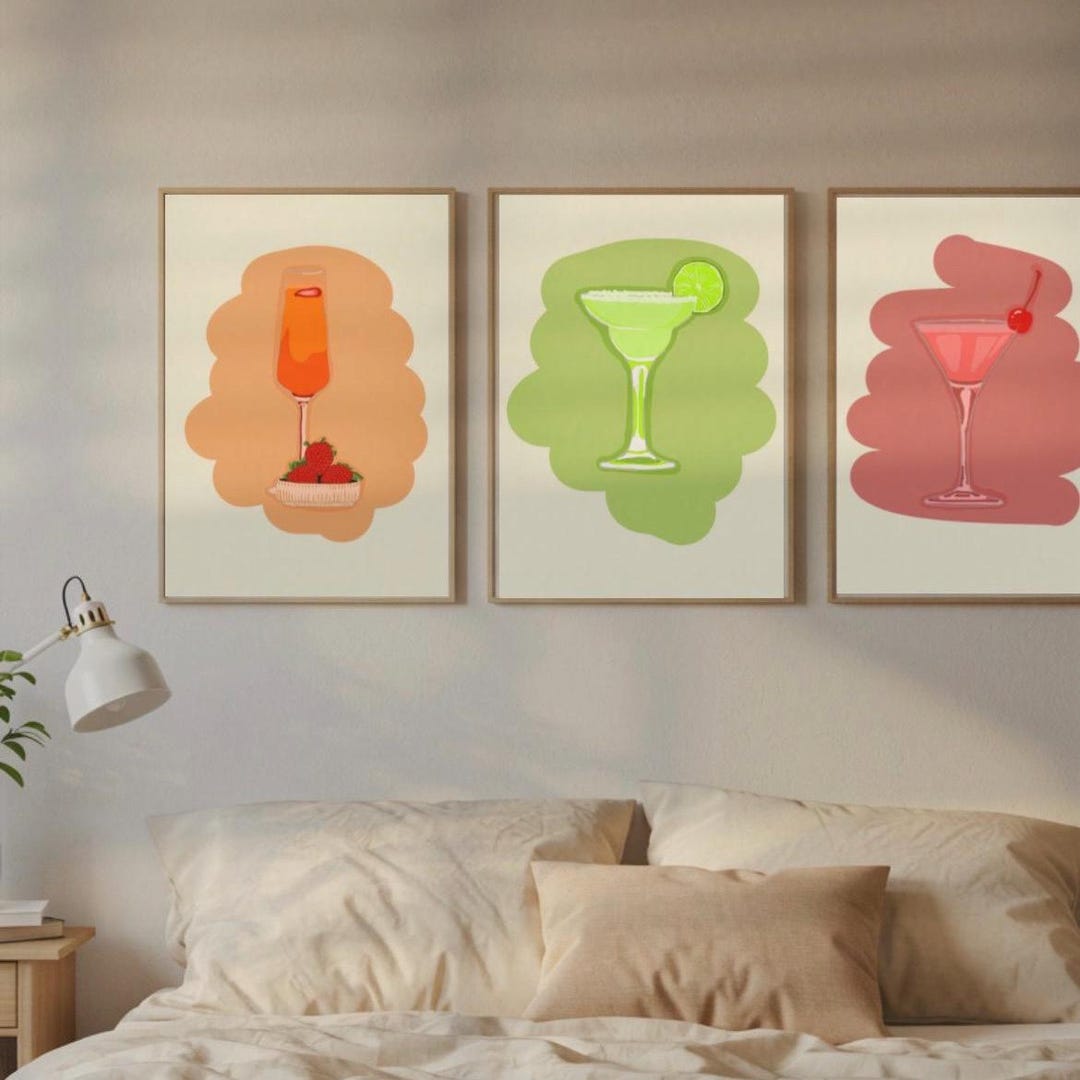 Trendy Drink Posters - Digital Download - Hand Drawn Digitally, Martini ...