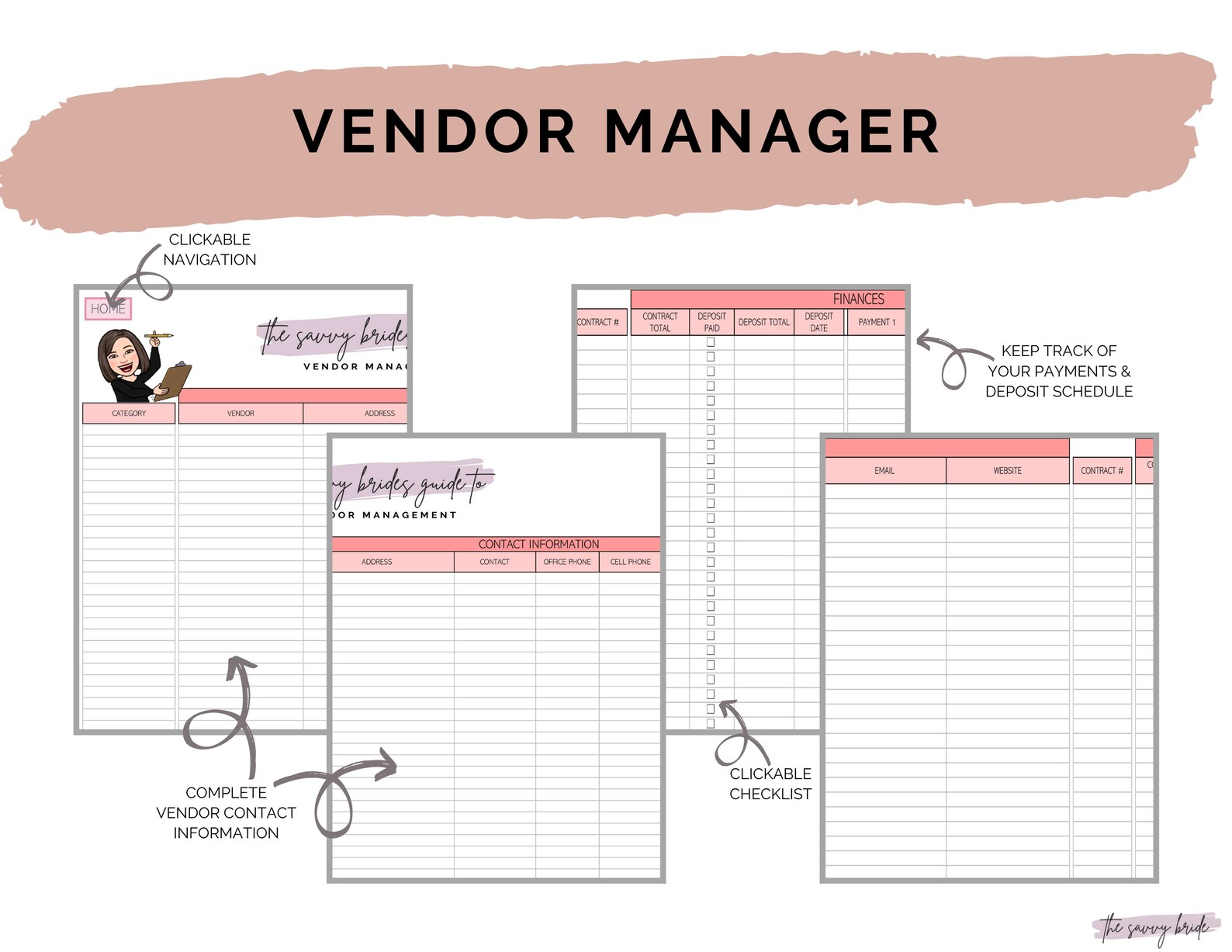 The Comprehensive Wedding Vendor Manager Worksheet, Wedding Planner ...