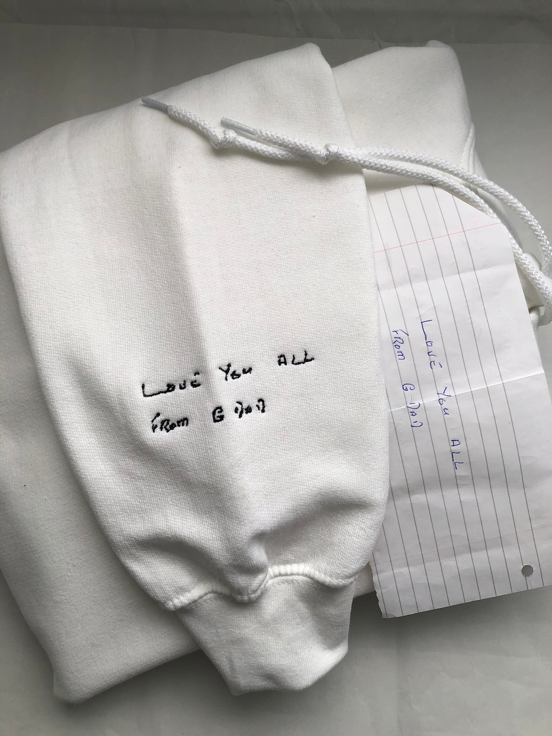 Handwriting Embroidery Hoodie /handwritten Personalised Gift /wedding ...