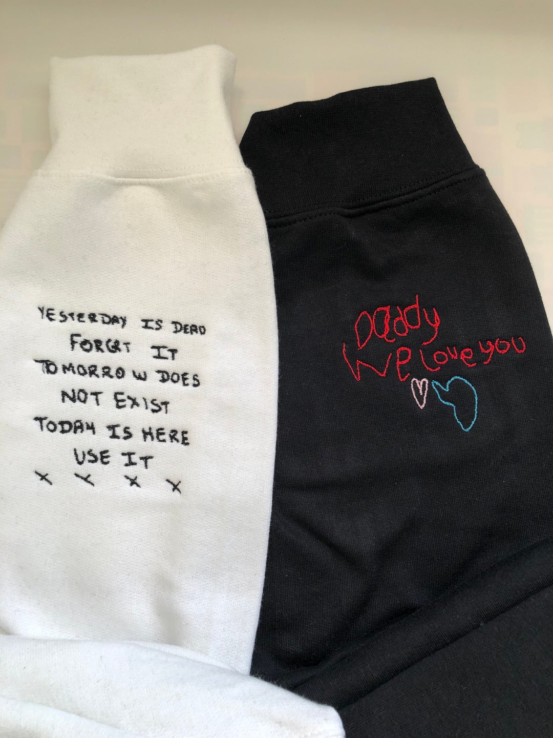 Handwriting Embroidery Sleeve, Personalised Embroidery Sleeve, Sleeve ...