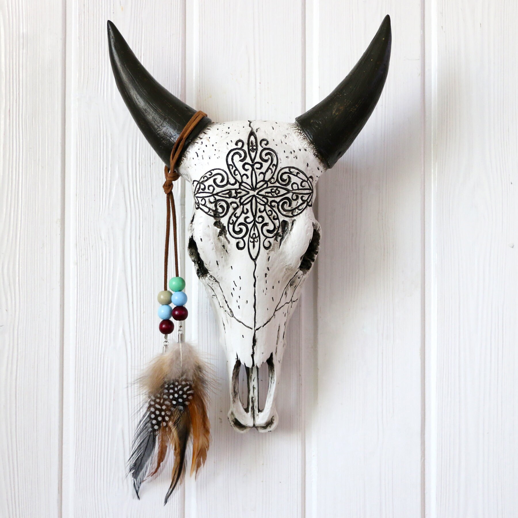 3D Animal Bull Skull Wall Decor Wall Hanging Resin Faux Animal Head ...
