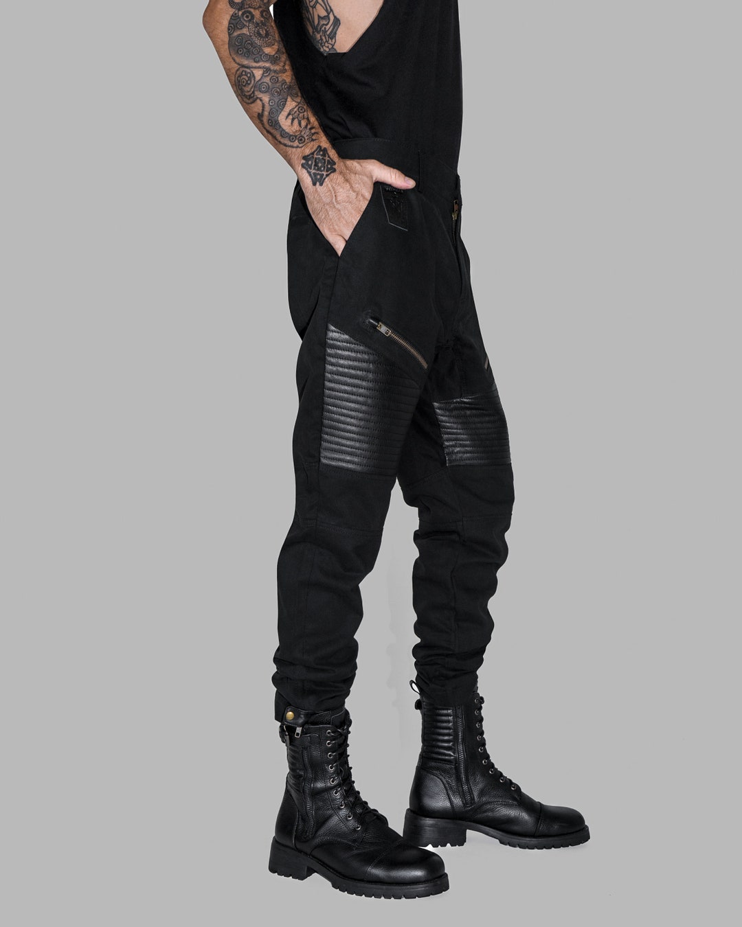 VULCAN Twill Trouser With Leather Detailing and Brass Hardware - Etsy